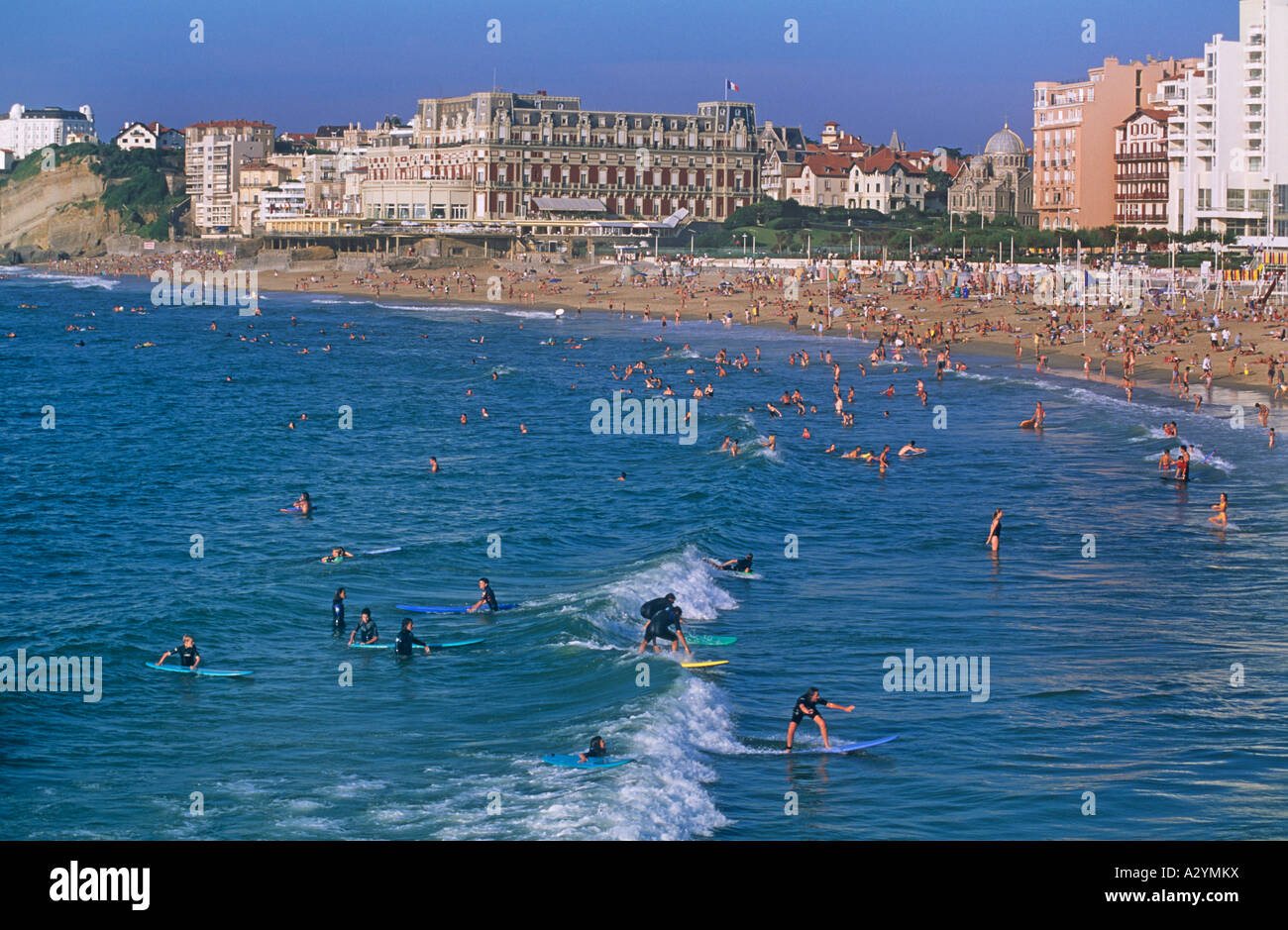 Biarritz france beach sunbathing hi-res stock photography and images ...