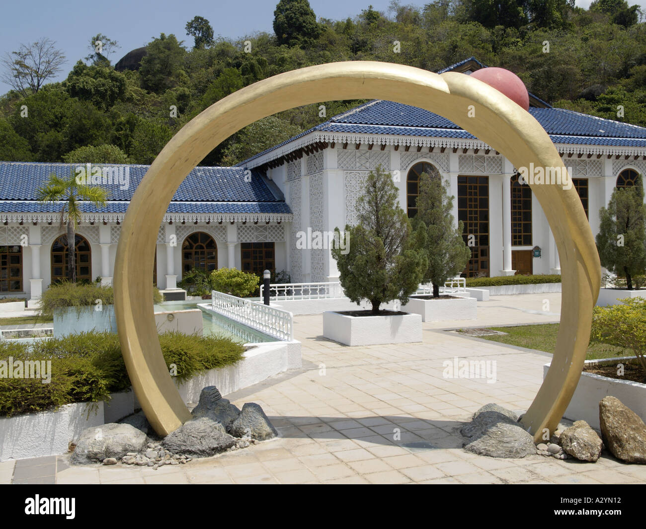 DETAIL OF GARDEN AREA AND SCULPTURE AT LANGKAWI CRAFT COMPLEX LANGKAWI ...