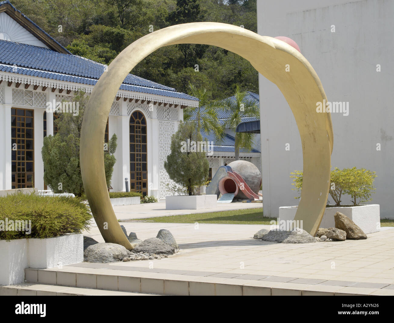 DETAIL OF GARDEN AREA AND SCULPTURE AT LANGKAWI CRAFT COMPLEX LANGKAWI ...