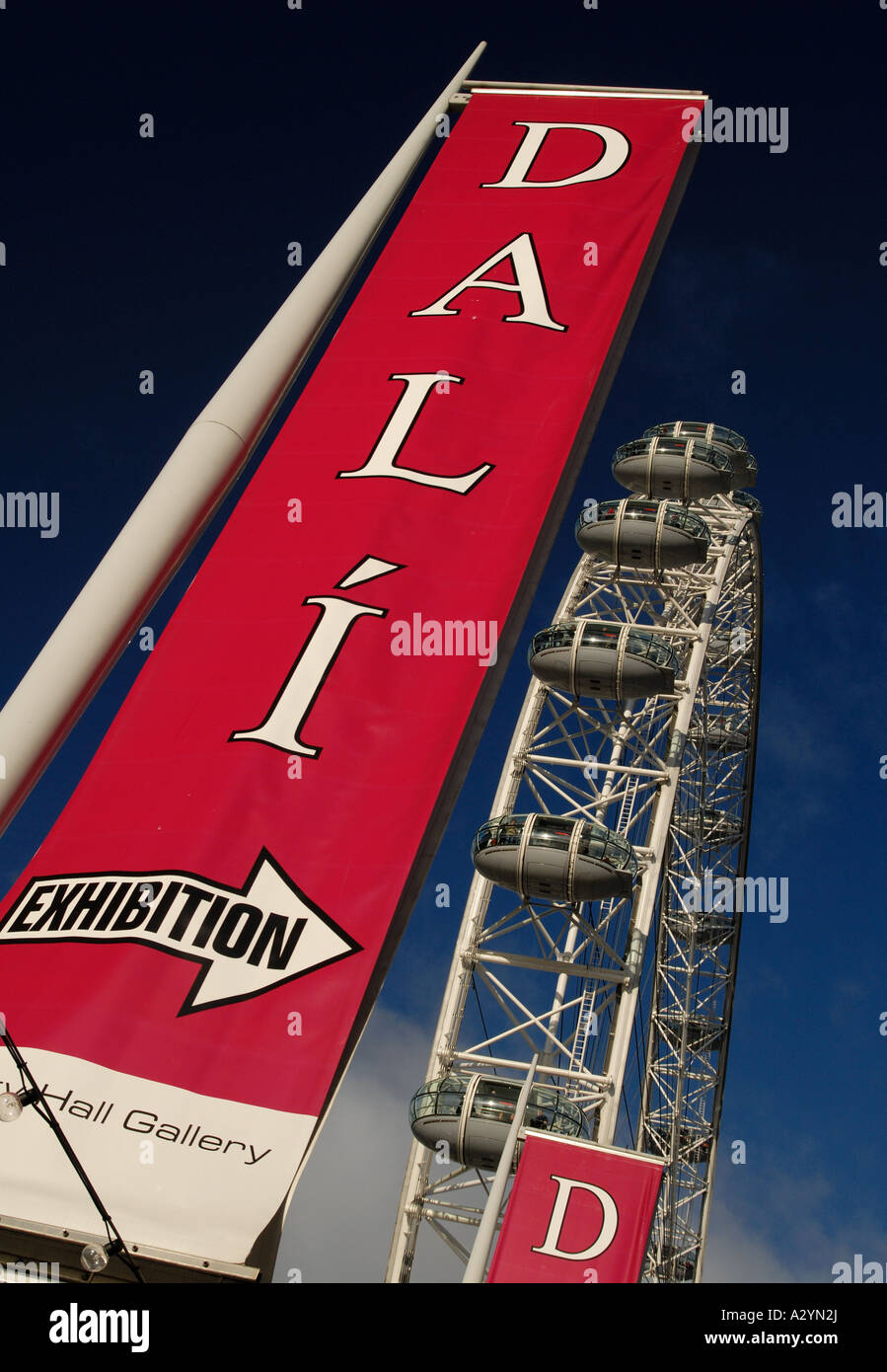 Banner advertising Dali exhibition, London South Bank Stock Photo - Alamy
