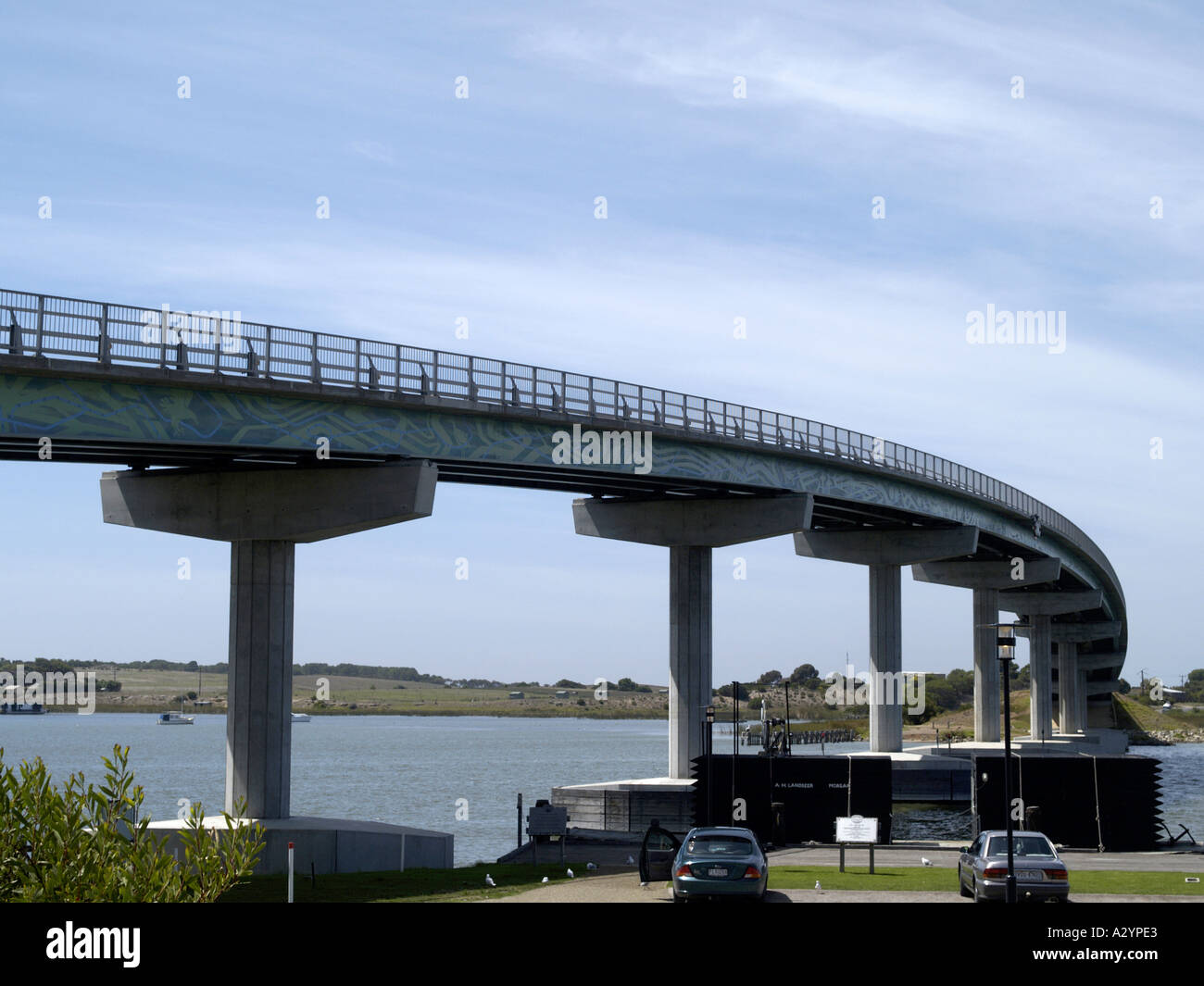 VIEW FROM ROAD LOOKING UP TOWARDS BRIDGE TO HINDMARSH ISLAND GOOLWA ...