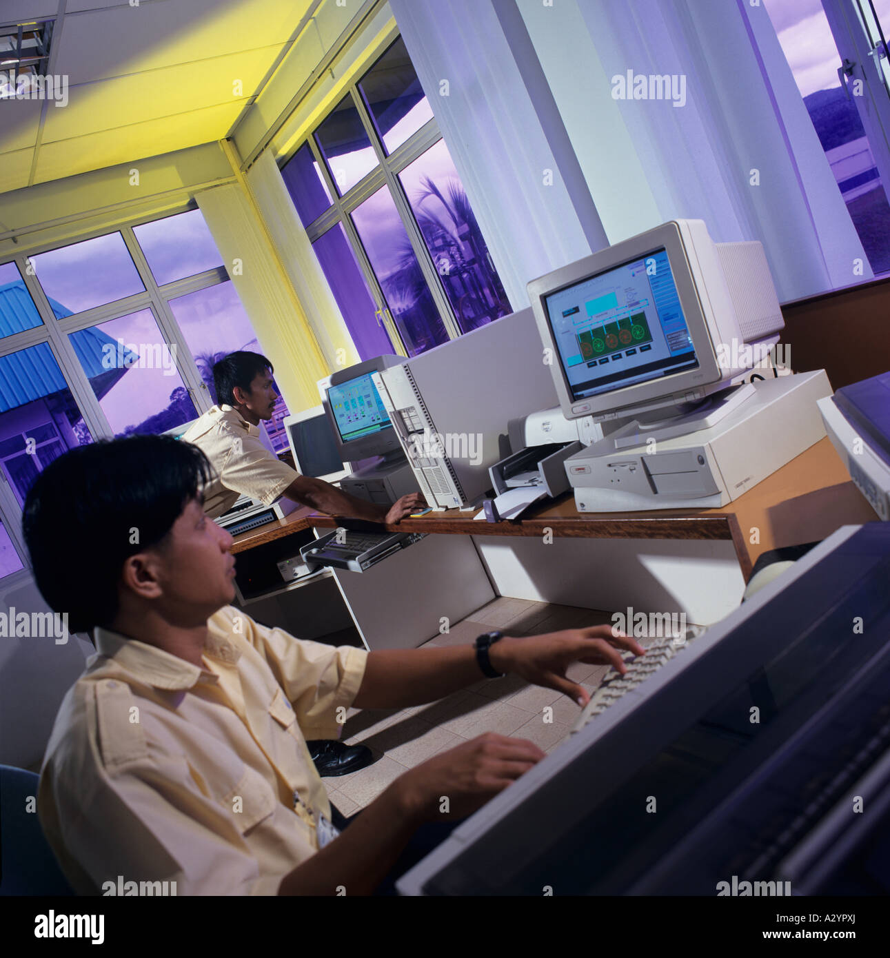 SCADA system in a control room of water treatment plant in Malaysia ...