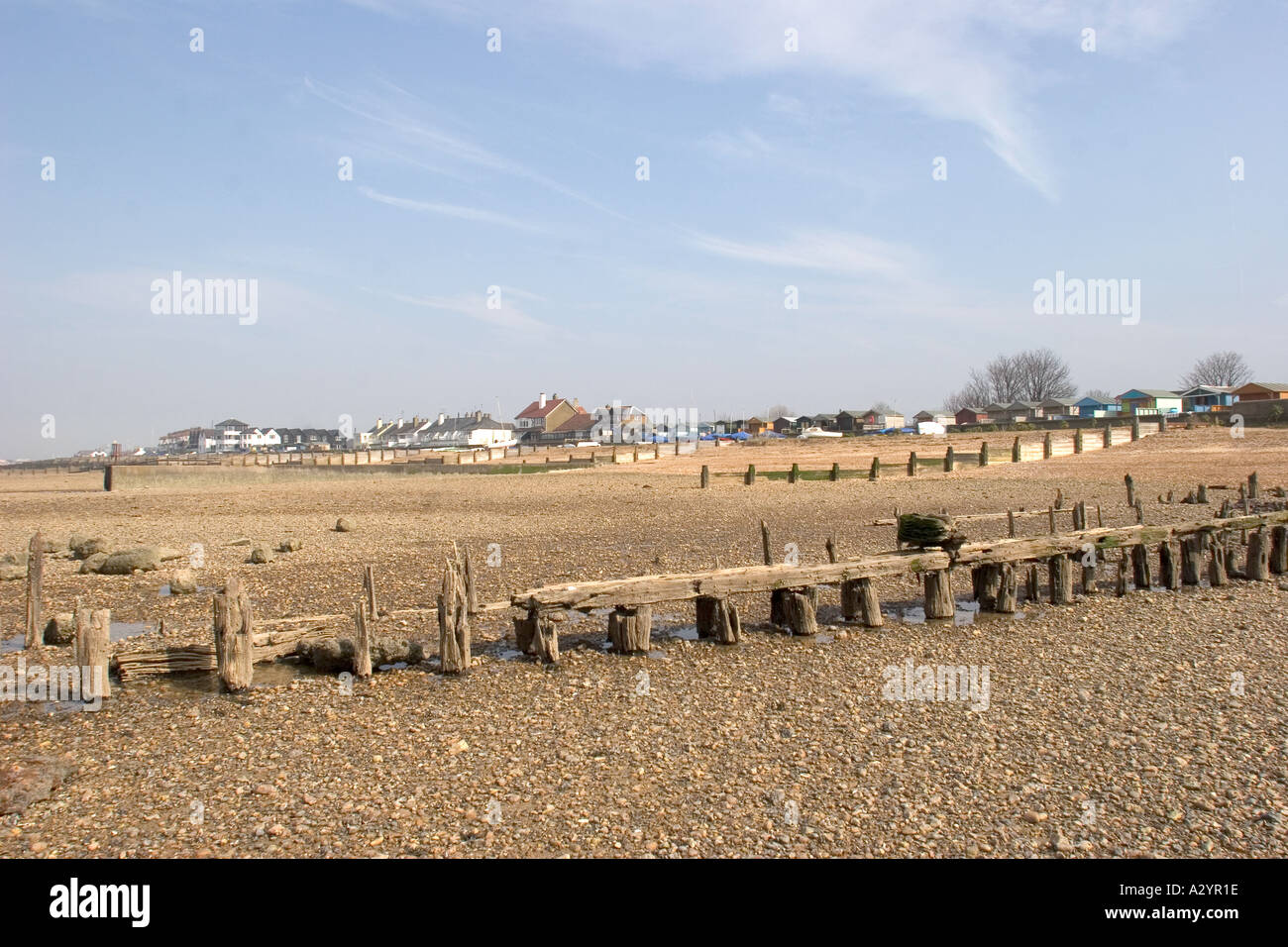 Eroded Breakwaters or Groyne Whitstable Kent England UK Stock Photo - Alamy
