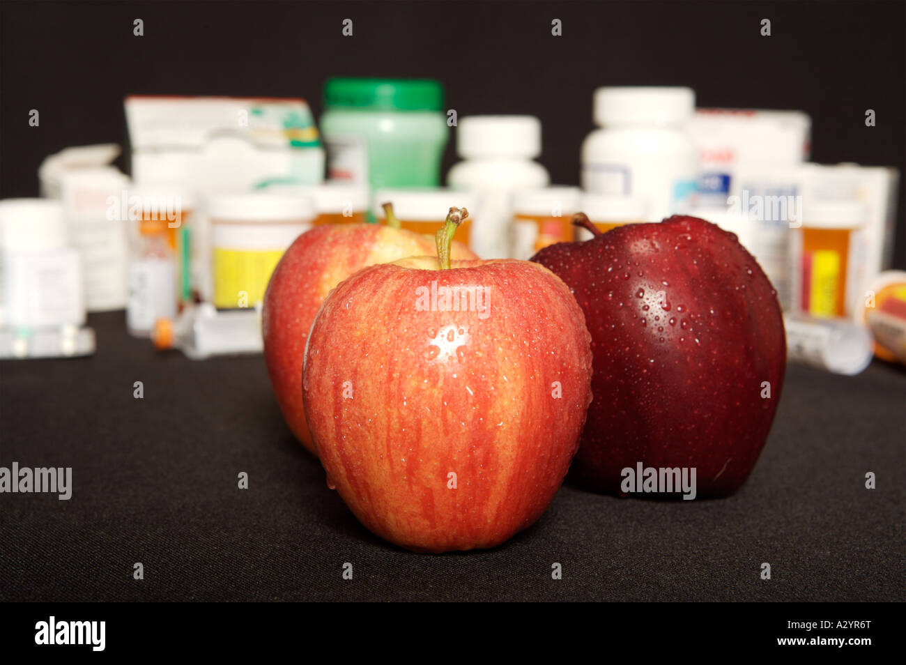 fruit apple drug medicine Stock Photo - Alamy
