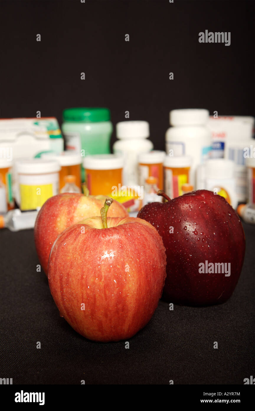 fruit apple drug medicine Stock Photo - Alamy
