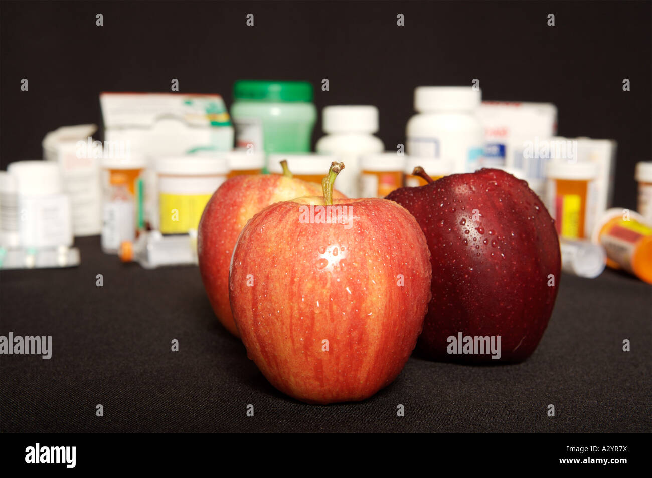 fruit apple drug medicine Stock Photo - Alamy