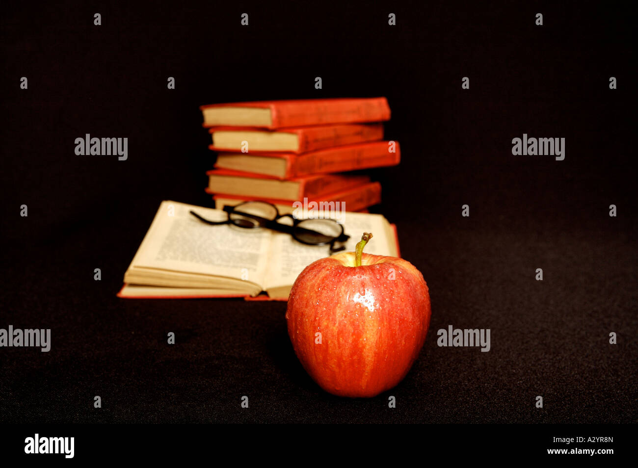 fruit apple book drug medicine Stock Photo - Alamy