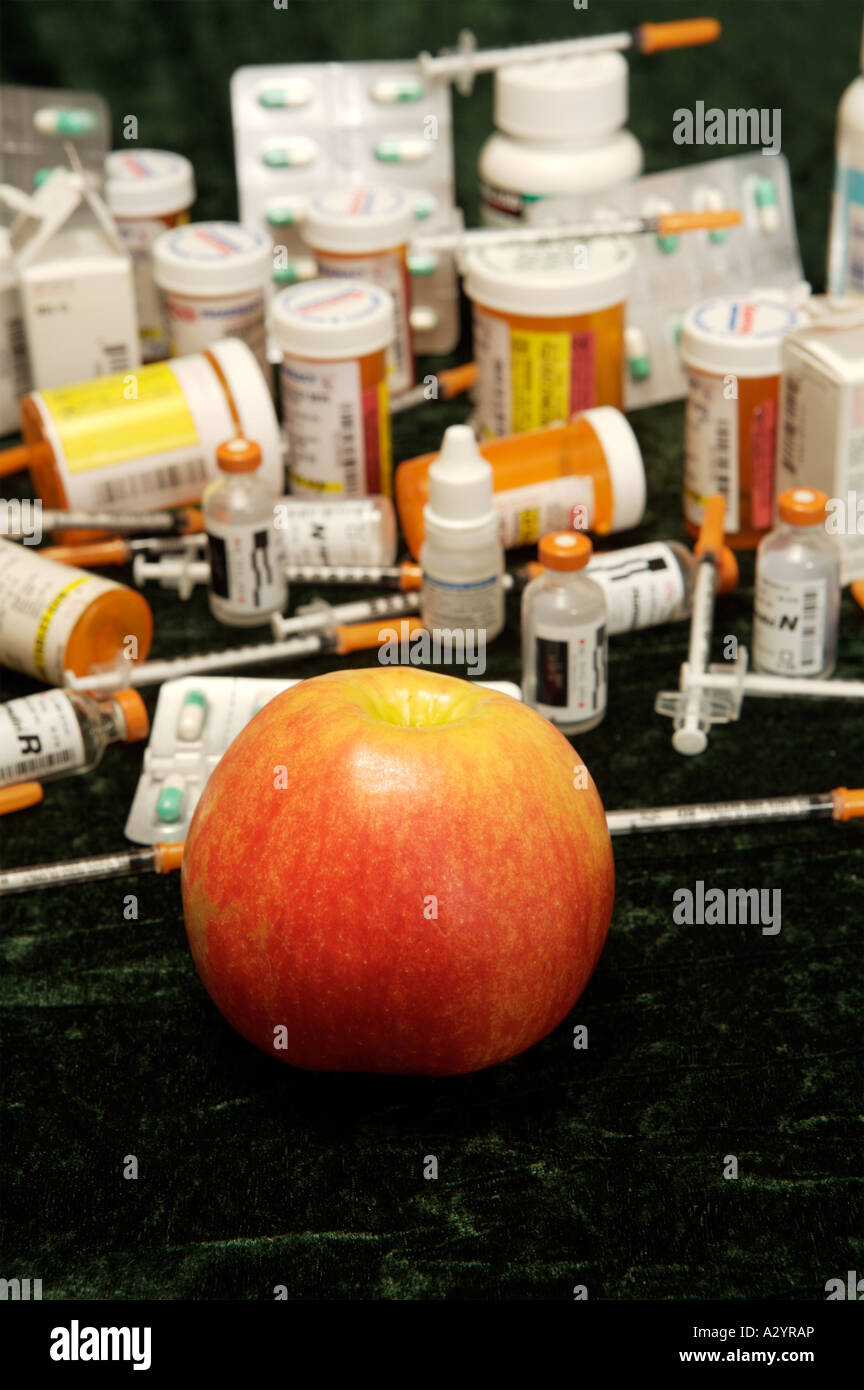 fruit apple drug medicine Stock Photo - Alamy