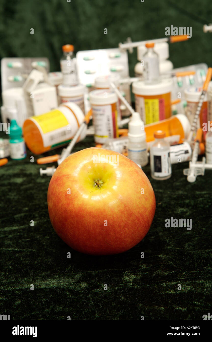 fruit apple drug medicine Stock Photo - Alamy