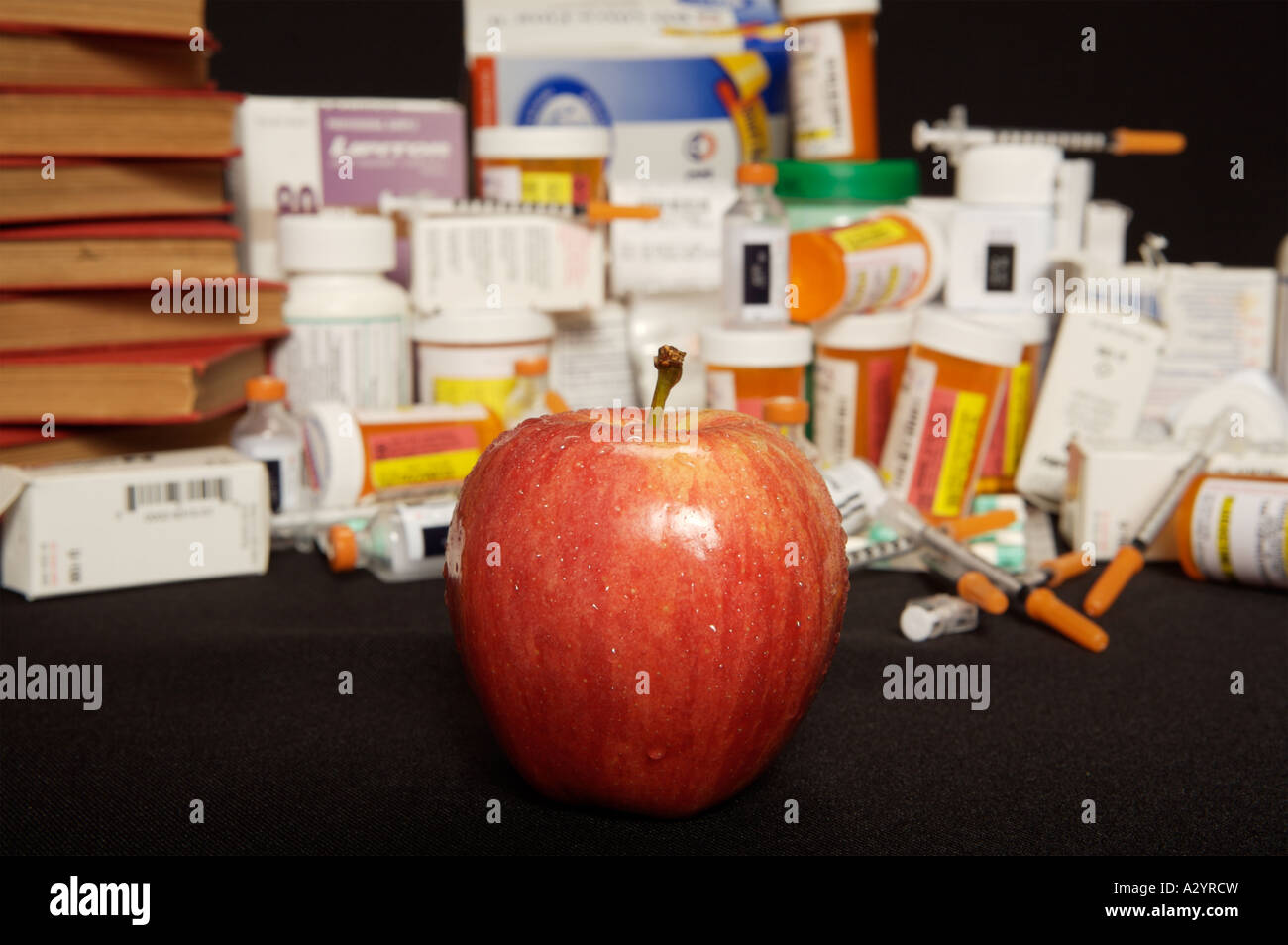 fruit apple drug medicine Stock Photo - Alamy