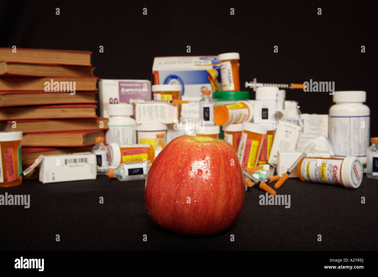 fruit apple drug medicine Stock Photo - Alamy