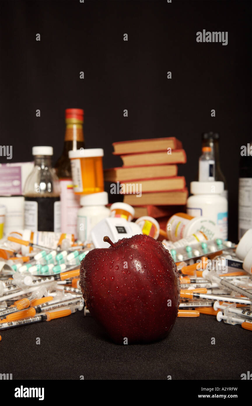 fruit apple drug medicine Stock Photo - Alamy