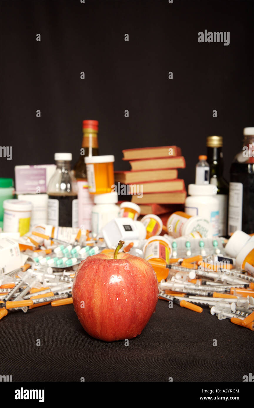 fruit apple drug medicine Stock Photo - Alamy