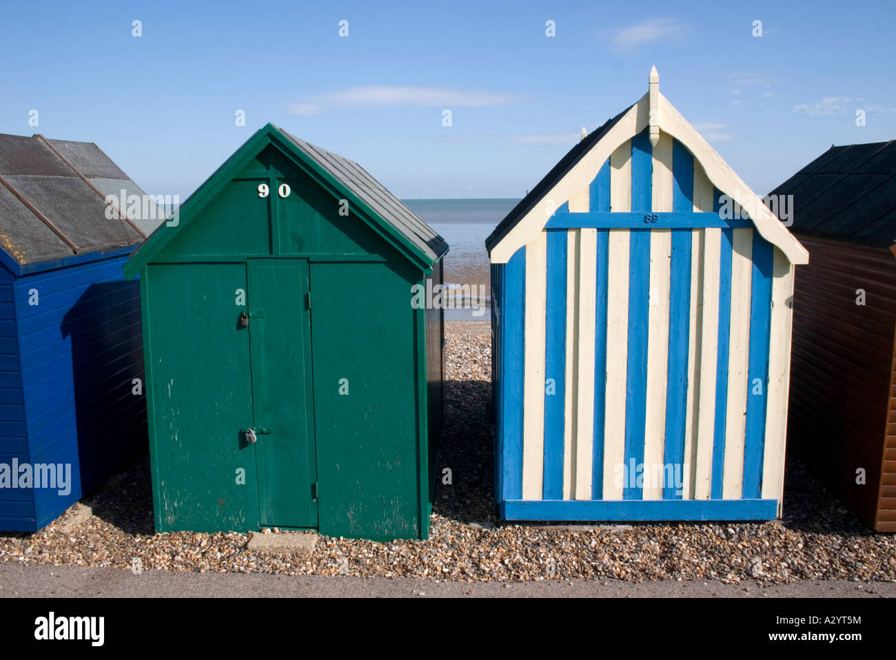Blue and Green Beach Huts Stock Photo - Alamy