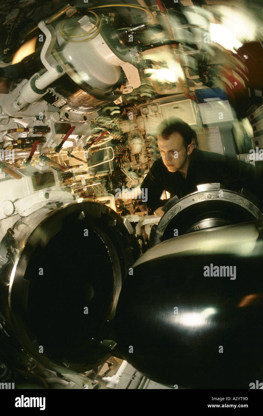 submarine control room shot through a fisheye lens Stock Photo - Alamy