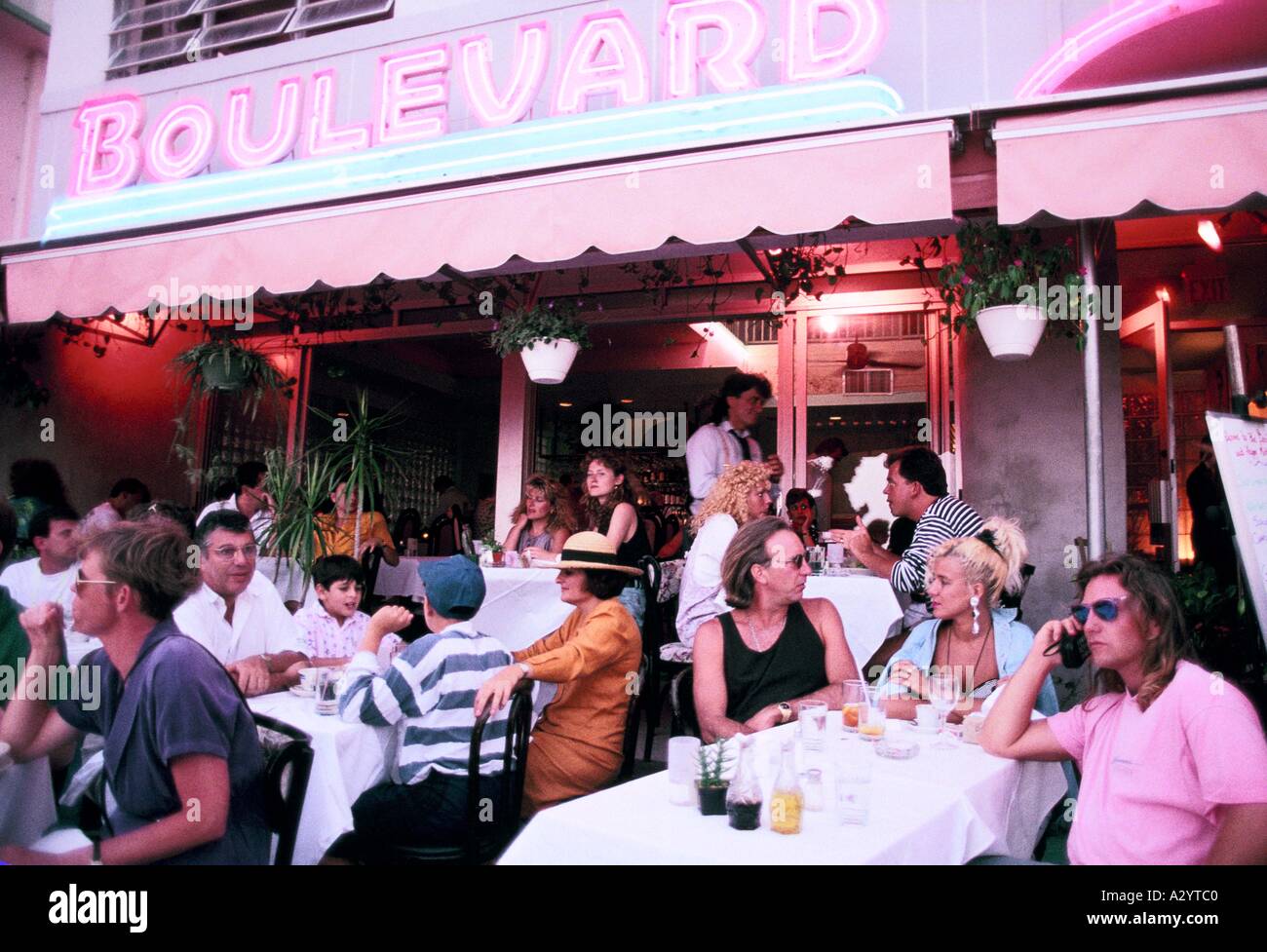ocean drive people sitting outside a restaurant miami beach florida ...