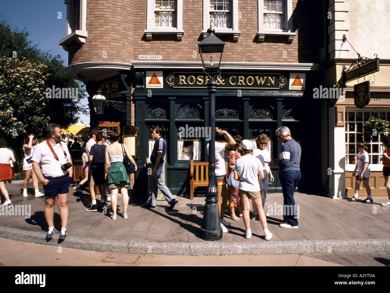 visitors gathered on the high street outside the rose crown british ...