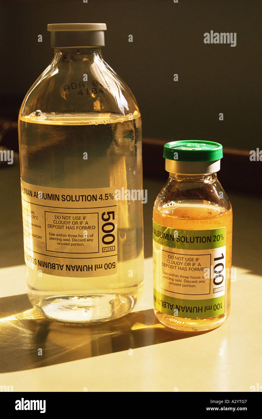 Bottles of albumin Stock Photo - Alamy
