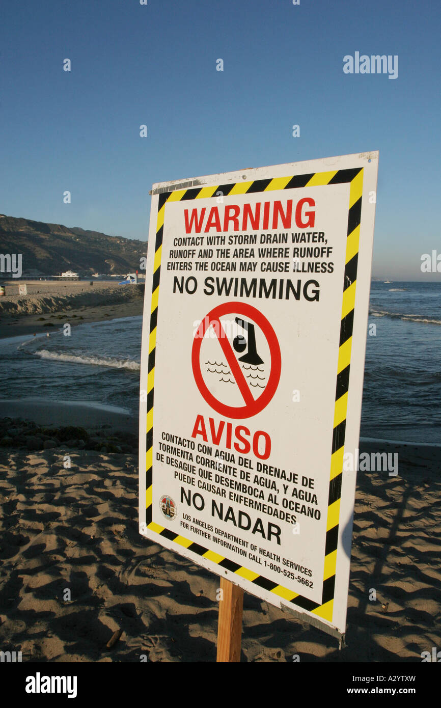 warning sign aviso Los Angeles California Stock Photo - Alamy