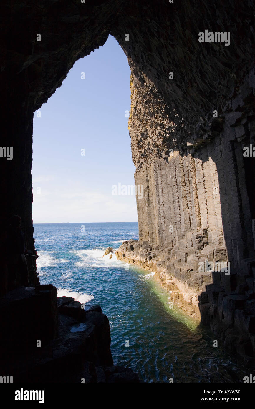 Inside Fingals Fingal's Cave on the Isle of Staffa made of basalt ...