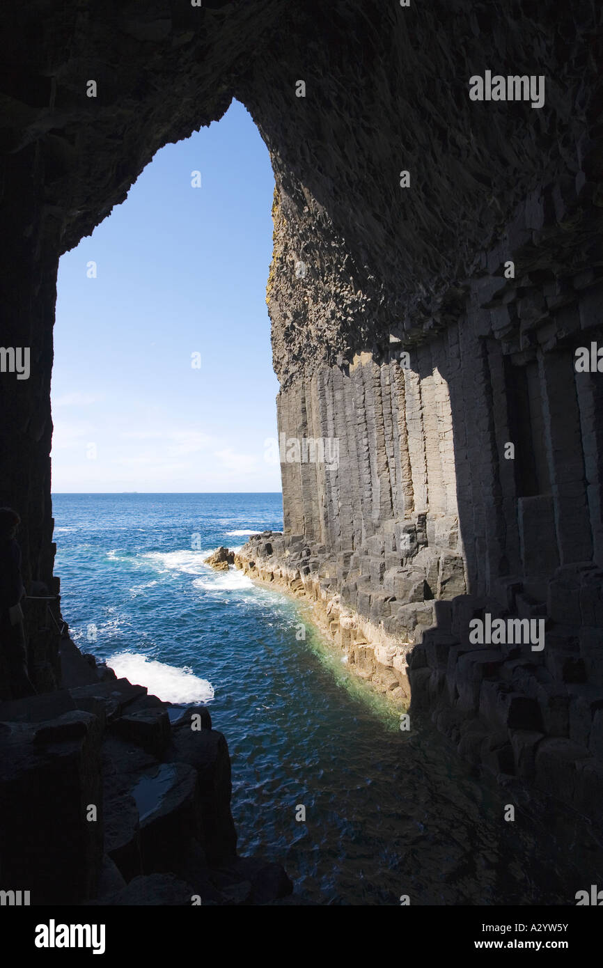 Inside Fingals Fingal' s Cave on the Isle of Staffa looking out to the ...