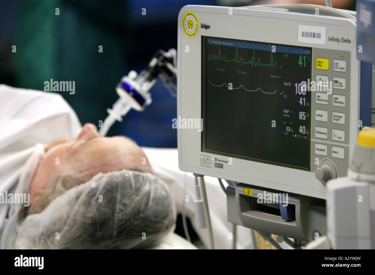 DEU Germany Patient during a surgery artificial respiration Stock Photo ...