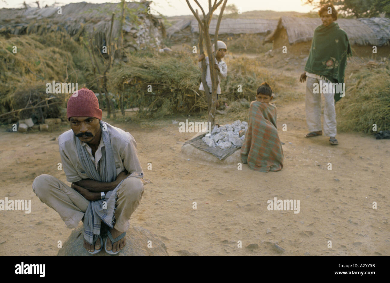 village of bonded labourers stone quarries nr delhi india 1991 Stock ...