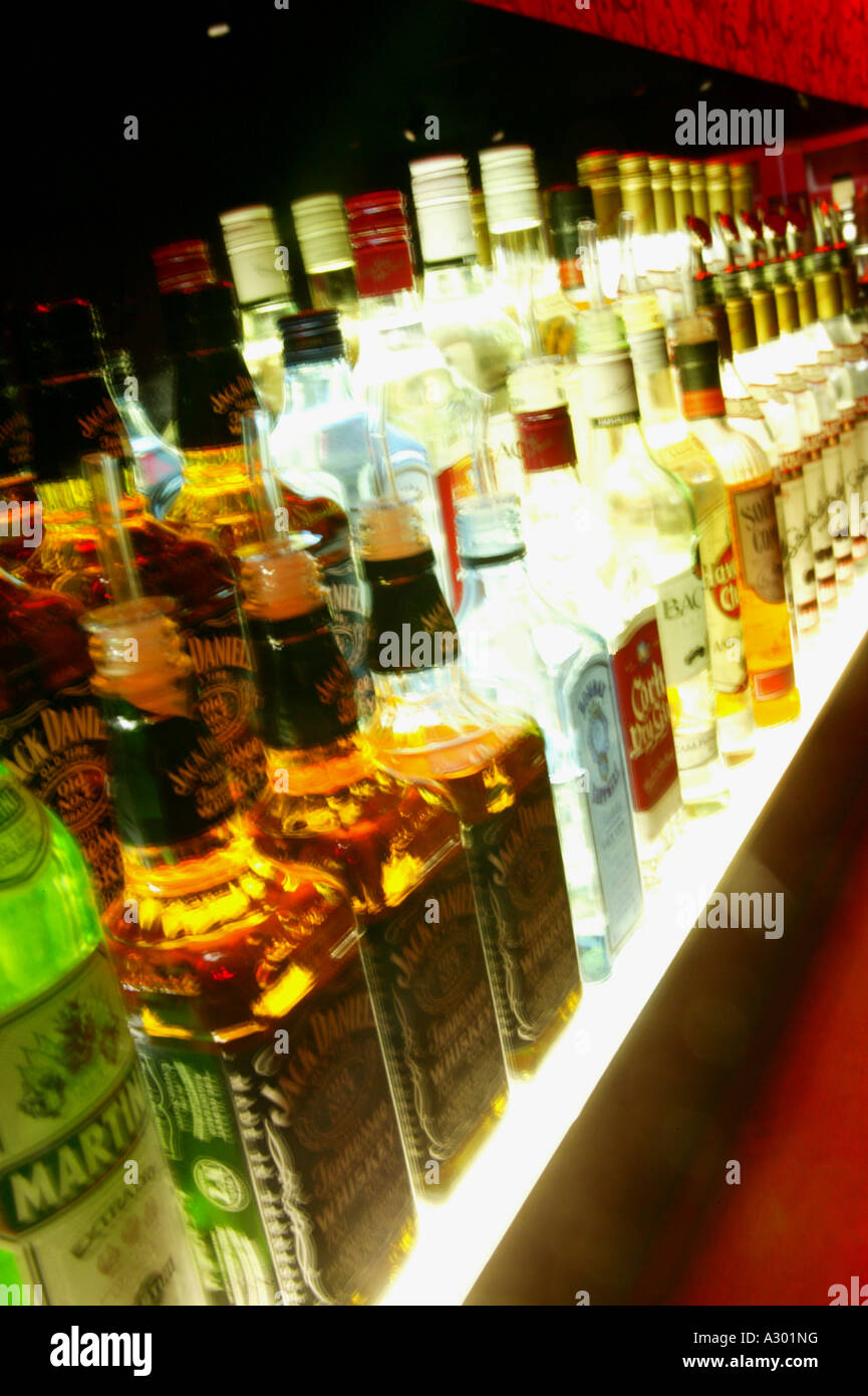 Bottles of alcohol in bar Stock Photo - Alamy