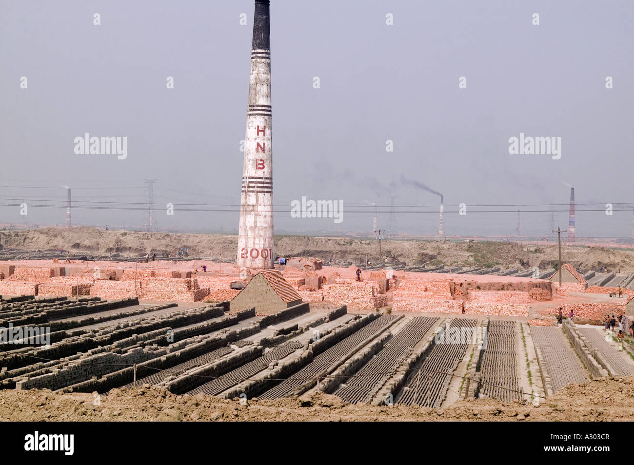The smoke stack at a brick making factory in Bangladesh Stock Photo - Alamy