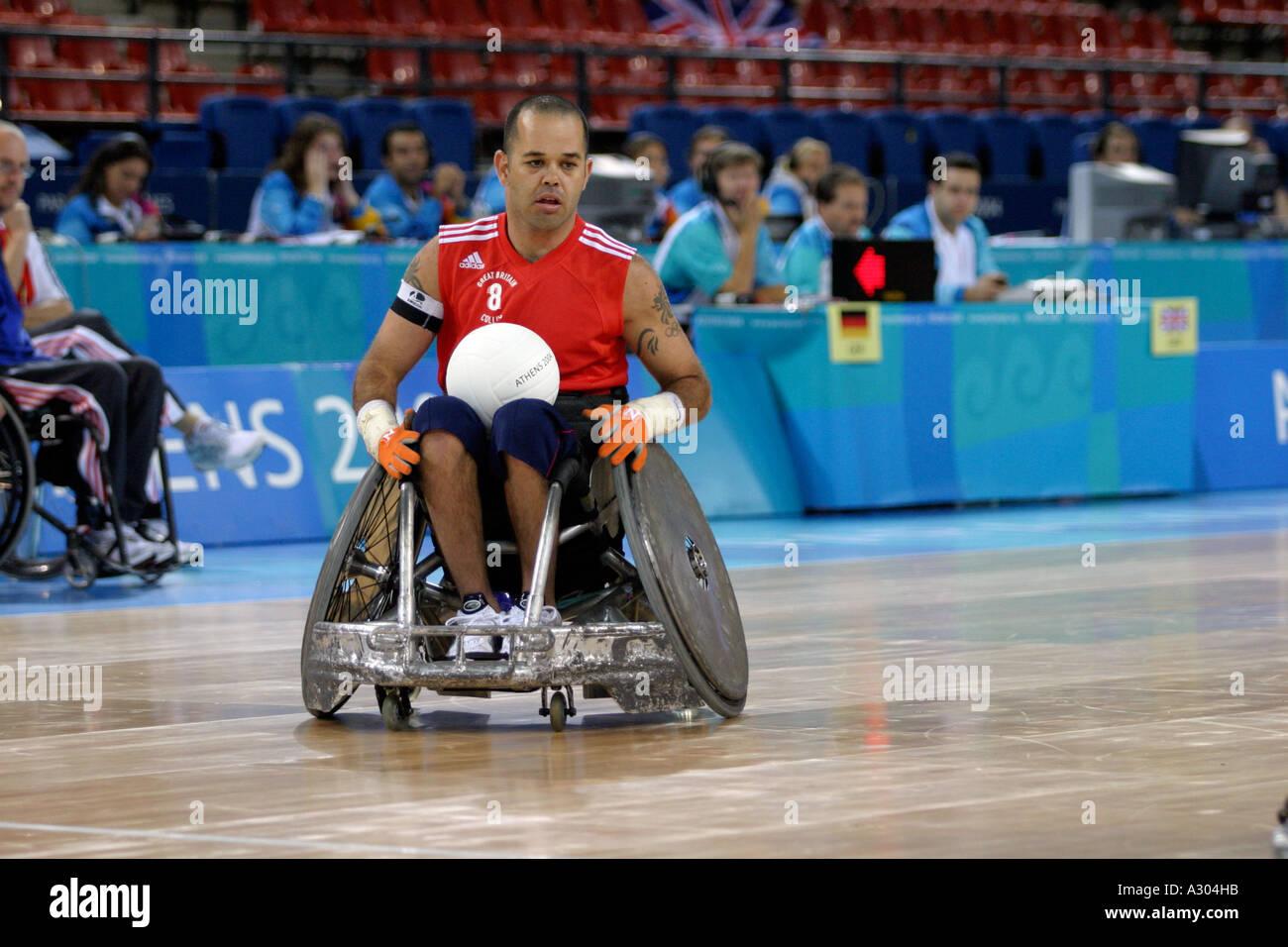 Troye Collins of GBR in action in the Wheelchair Rugby opening round ...