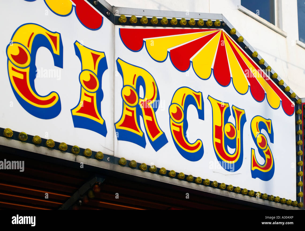 Circus sign outside an arcade in Southend England Stock Photo - Alamy