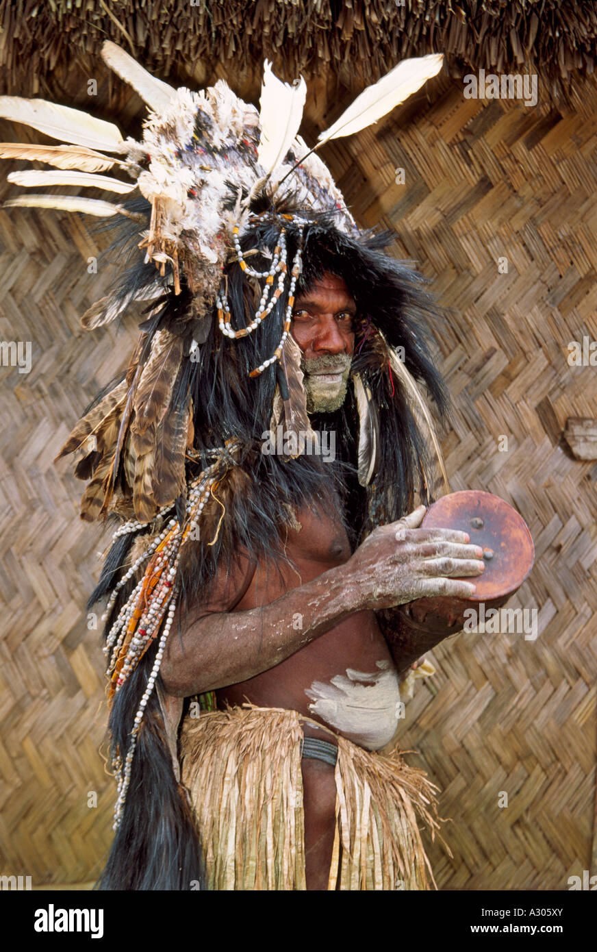 Portrait of Huli wigman s tribal spiritual person Tari Southern ...