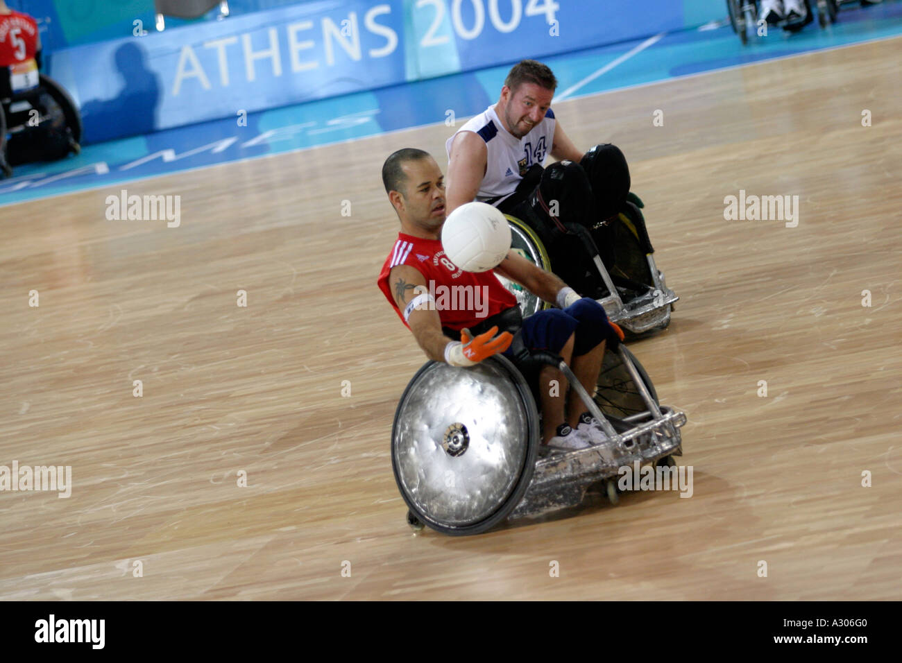 Troye Collins of GBR in action in the Wheelchair Rugby opening round ...
