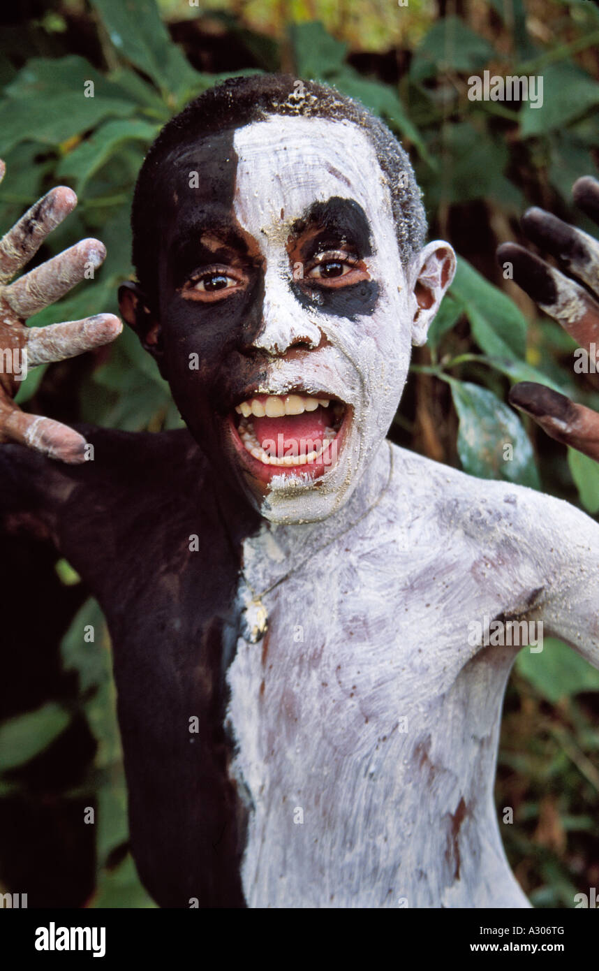 Omo Masilai skeleton boy in the village Omo Masilai Village Goroka ...