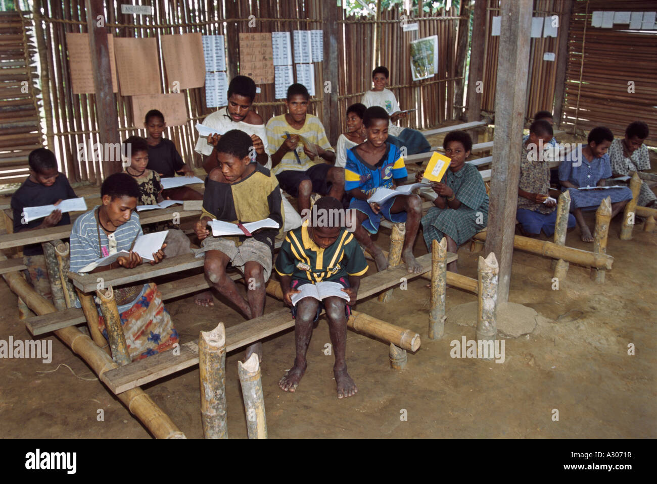 Children in the village school Upper Sepk River Papua New Guinea Stock ...