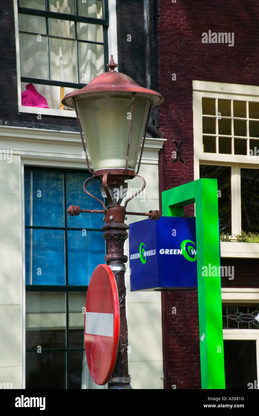 Street view building with street lamp and sign Amsterdam Netherlands ...
