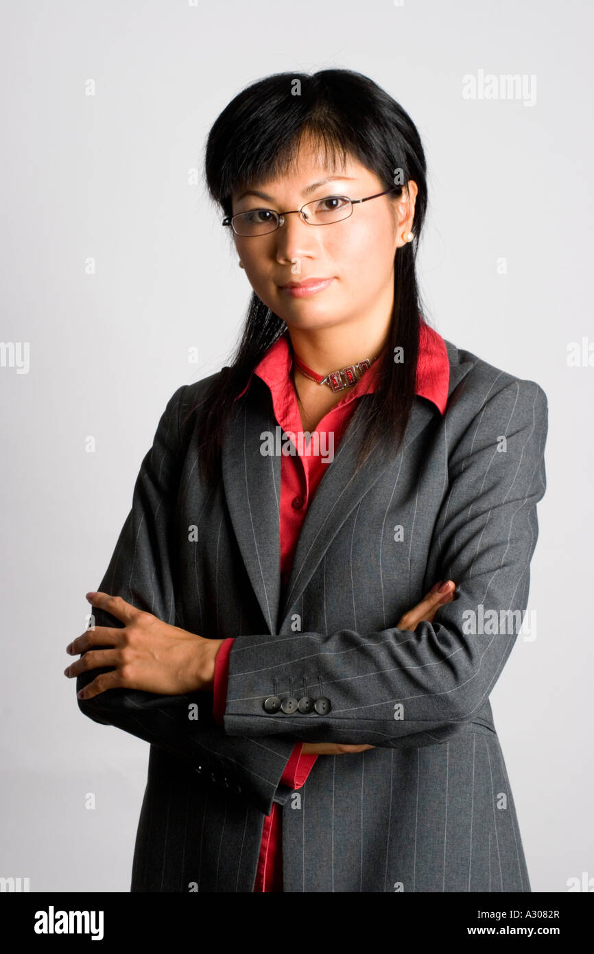Close-up of chinese businesswoman wearing eyeglasses Stock Photo - Alamy