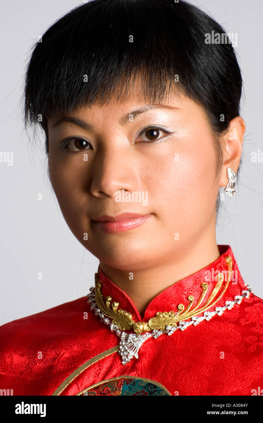 Close-up portrait of a chinese woman in traditional dress Stock Photo ...