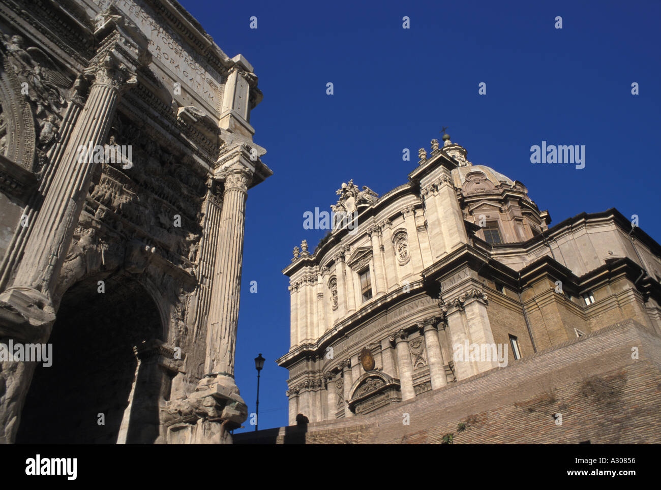 Italy Rome Roman Forum Settimio Severo Arch and SS Luca and Martina ...