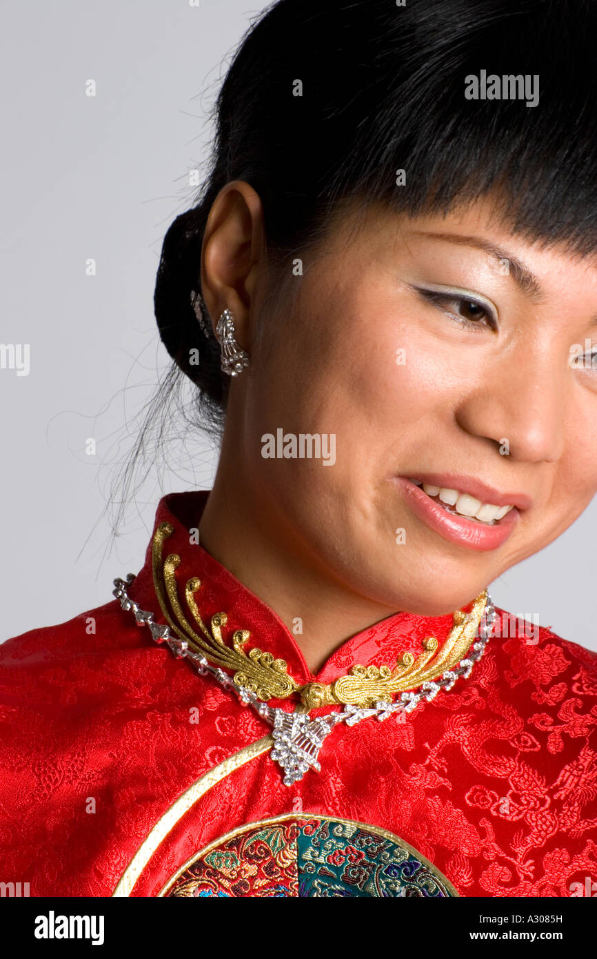 Close-up portrait of a chinese woman in traditional dress Stock Photo ...