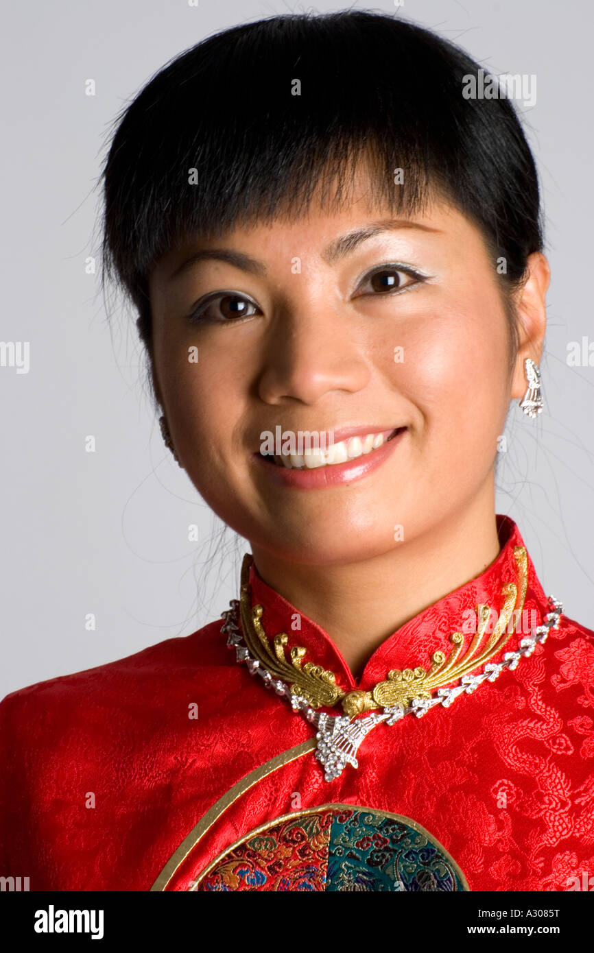 Close-up portrait of a chinese woman in traditional dress Stock Photo ...