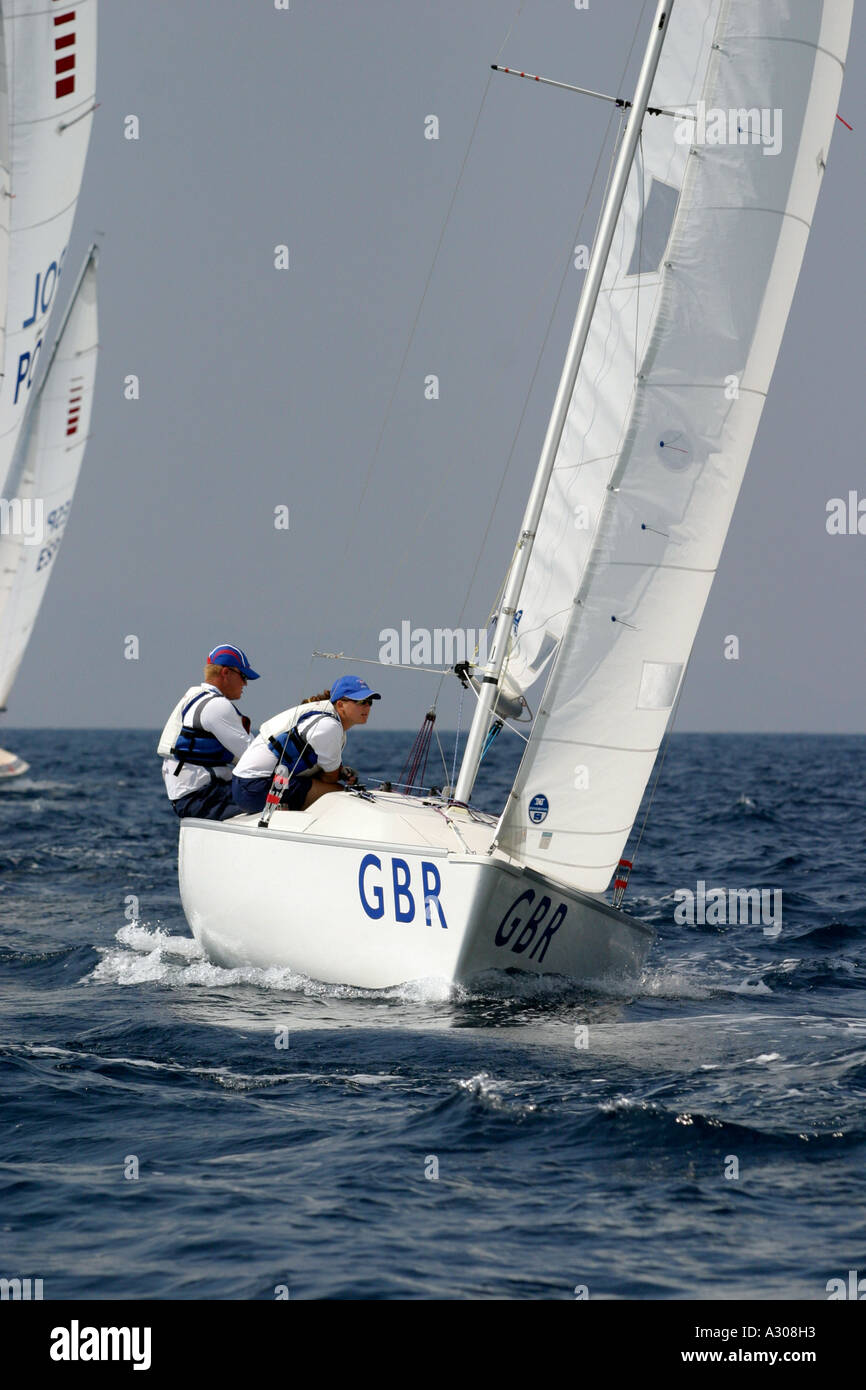 John Robertson Stephen Thomas and Hannah Stodel of GBR compete in the ...