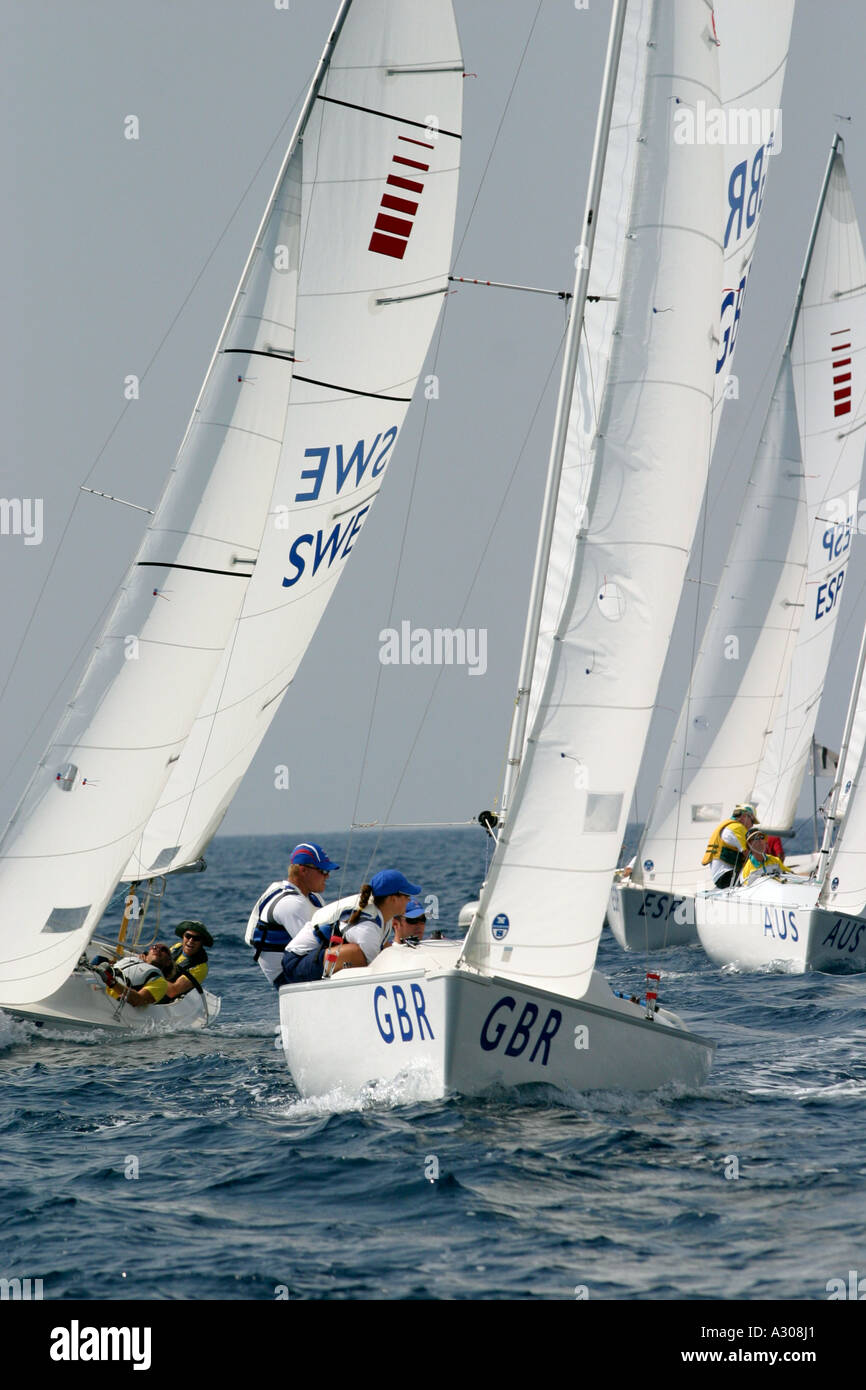 John Robertson Stephen Thomas and Hannah Stodel of GBR compete in the ...
