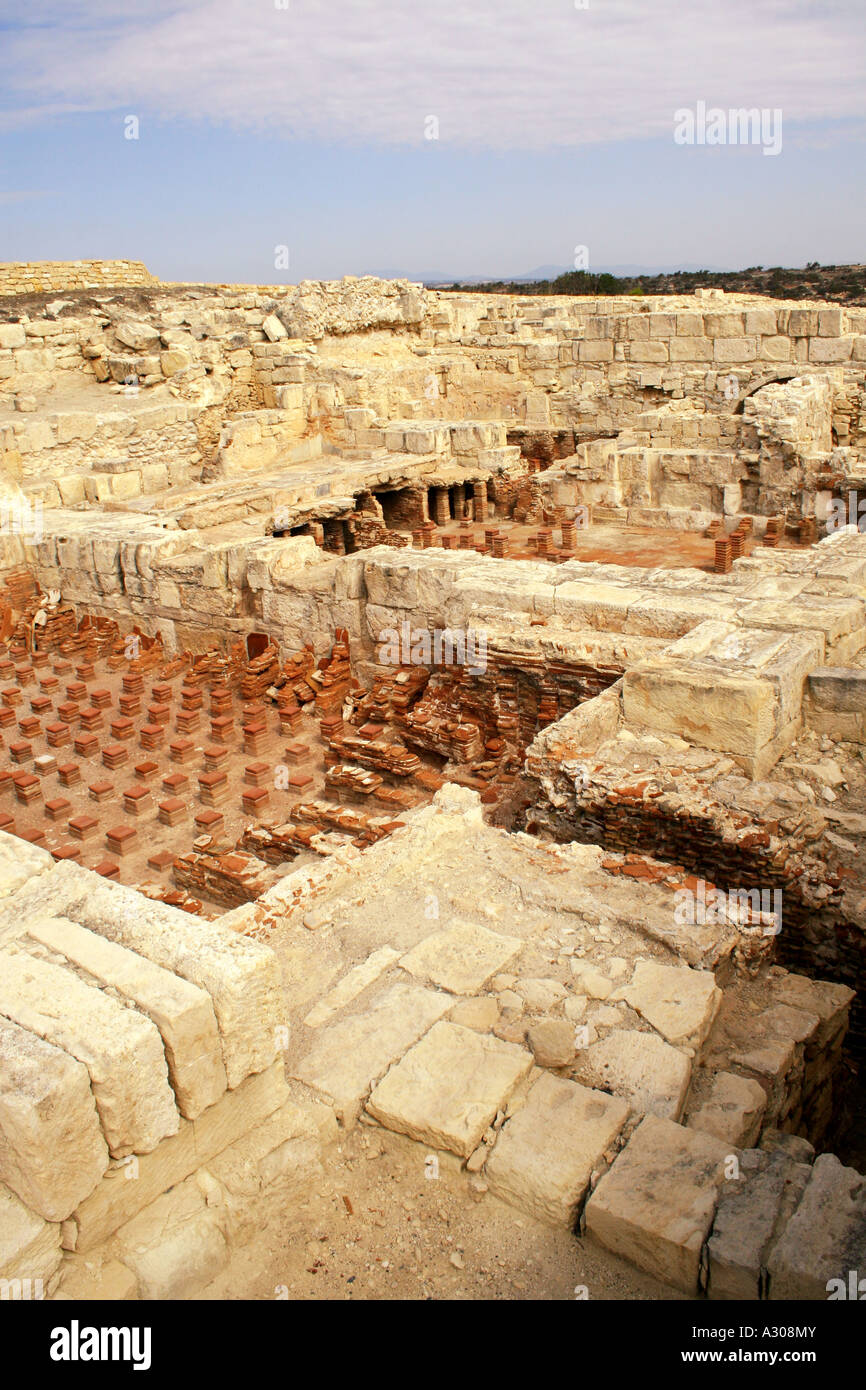 THE ROMAN PUBLIC BATH AREA. KOURION. CURIUM. CYPRUS. MEDITERRANEAN ...