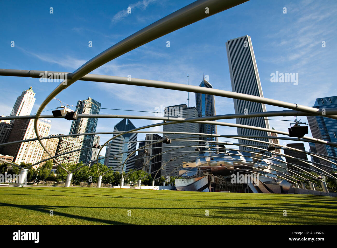 ILLINOIS Chicago Pritzker Pavilion in Millennium Park designed by Frank ...