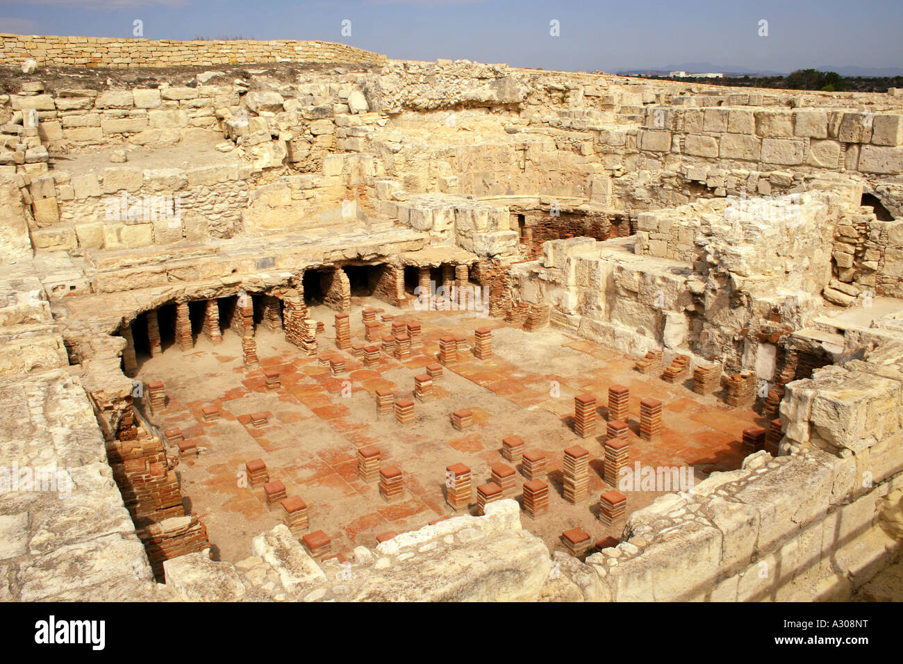THE ROMAN PUBLIC BATH AREA. KOURION. CURIUM. CYPRUS. MEDITERRANEAN ...