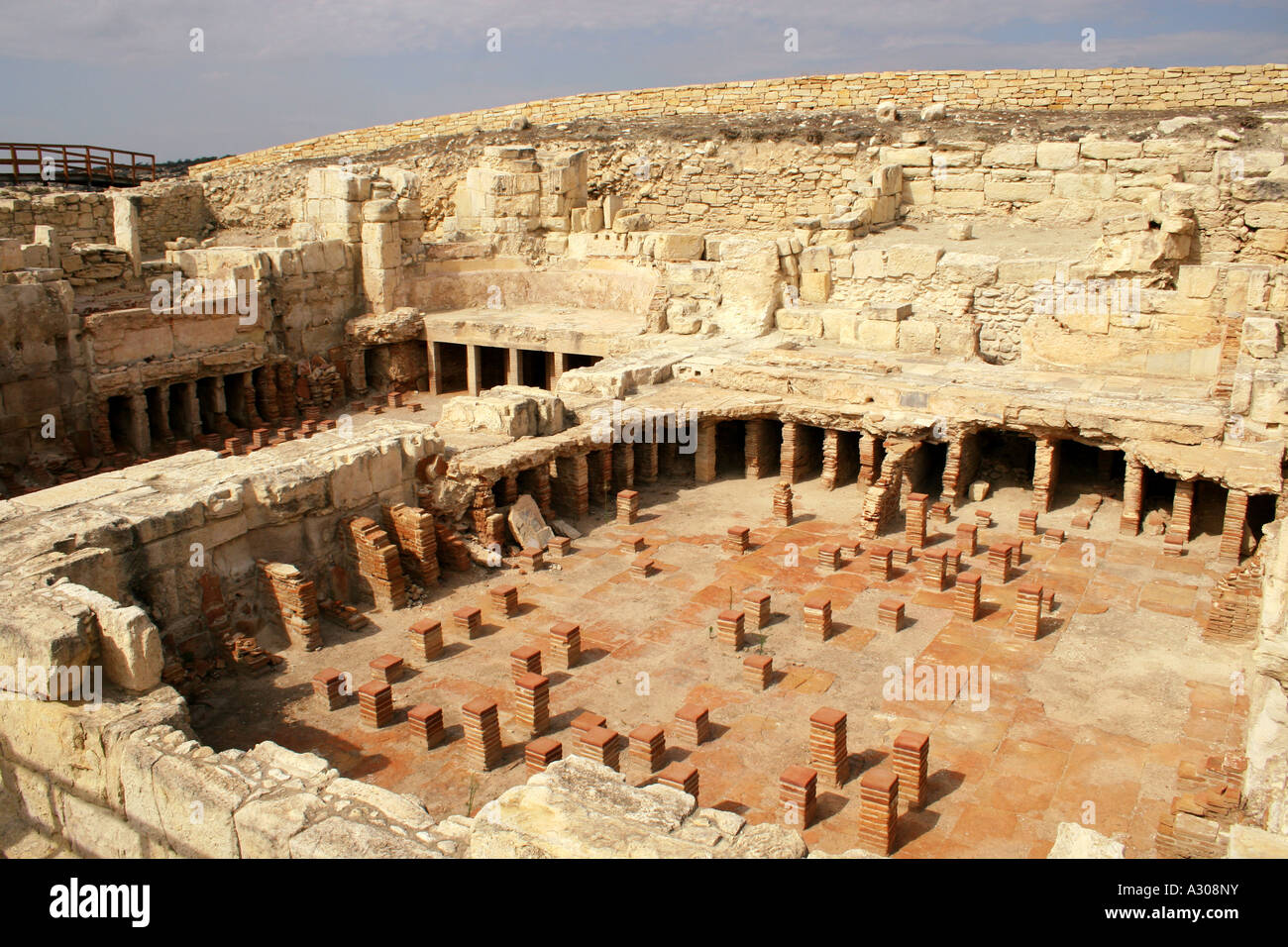 THE ROMAN PUBLIC BATH AREA. KOURION. CURIUM. CYPRUS. MEDITERRANEAN ...