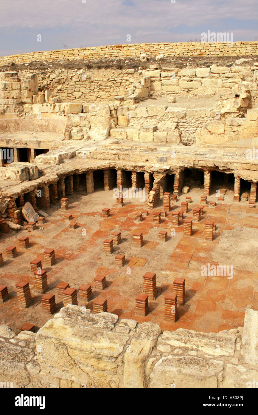 THE ROMAN PUBLIC BATH AREA. KOURION. CURIUM. CYPRUS. MEDITERRANEAN ...