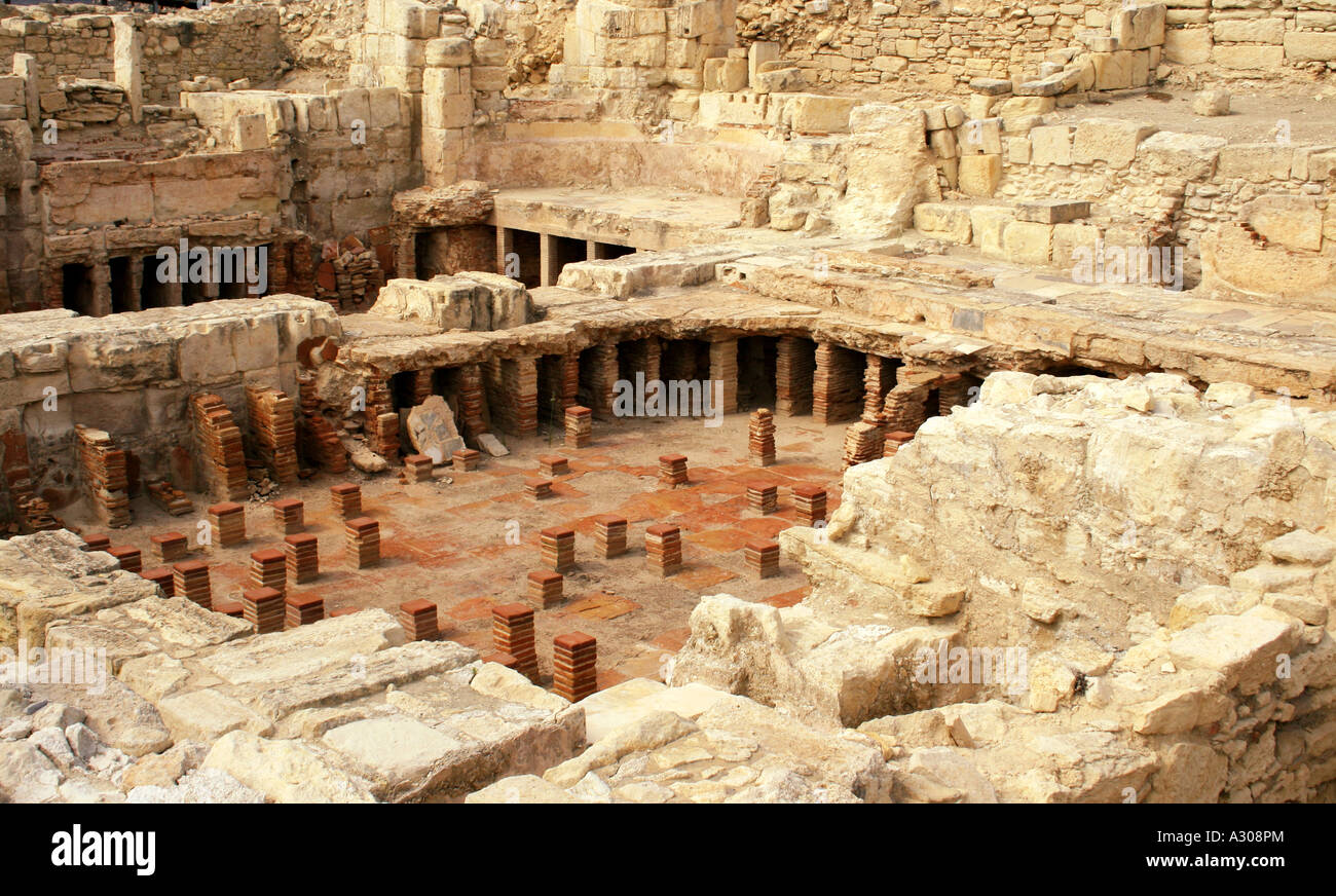 THE ROMAN PUBLIC BATH AREA. KOURION. CURIUM. CYPRUS. MEDITERRANEAN ...