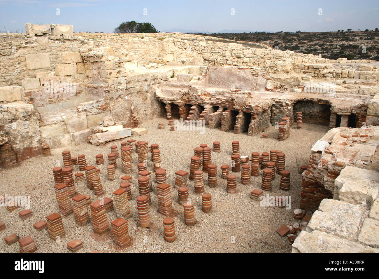 THE ROMAN PUBLIC BATH AREA. KOURION. CURIUM. CYPRUS. MEDITERRANEAN ...